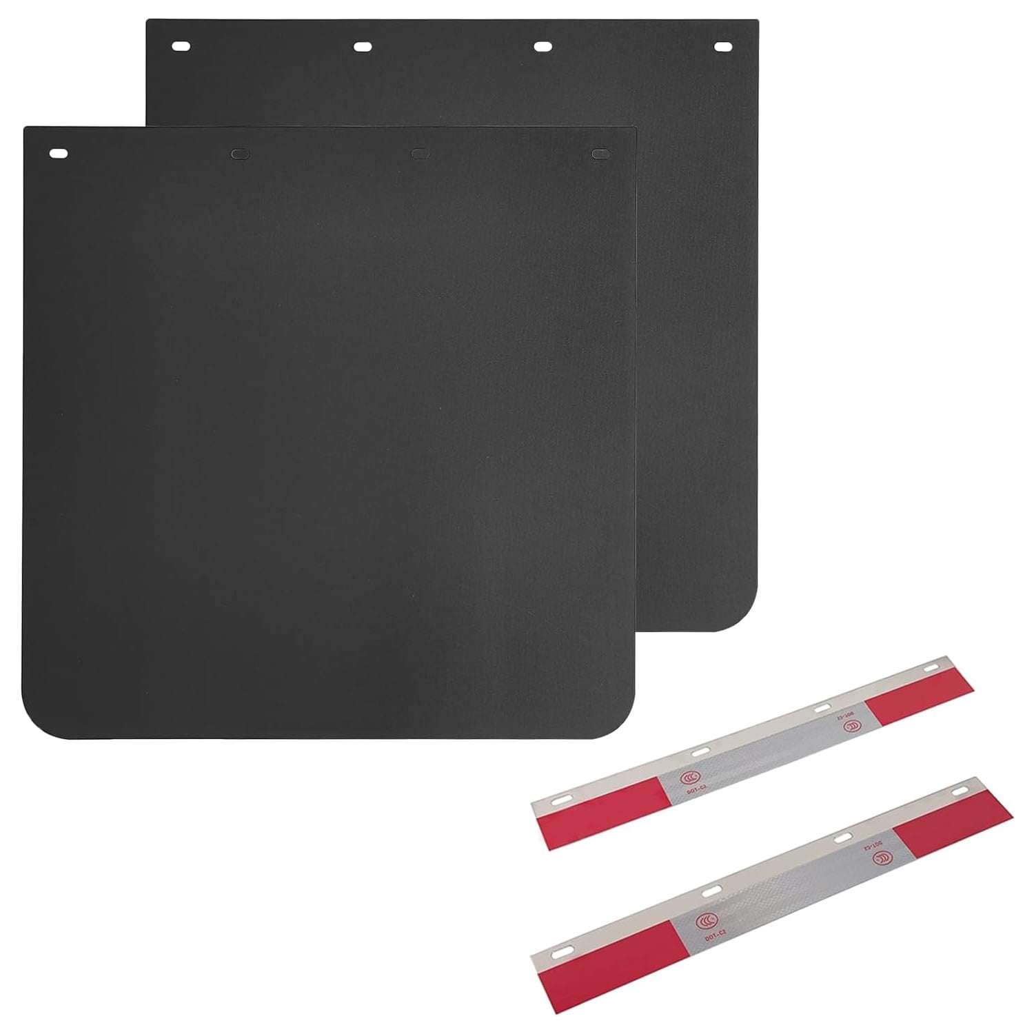 24"x24" Black Polymer Mud Flaps and 24"x3" Mud Flap Reflector ...