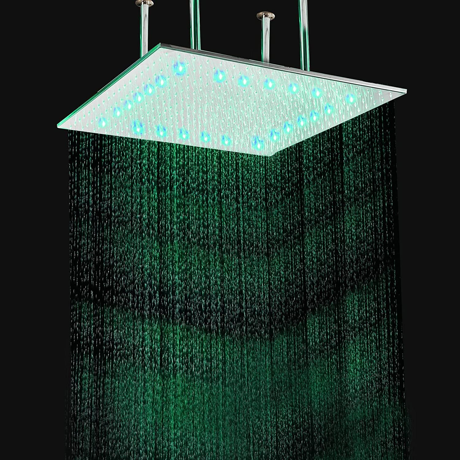 24"x24" LED Rain Shower Head Brushed Nickel Square Showerhead Rainfall ...