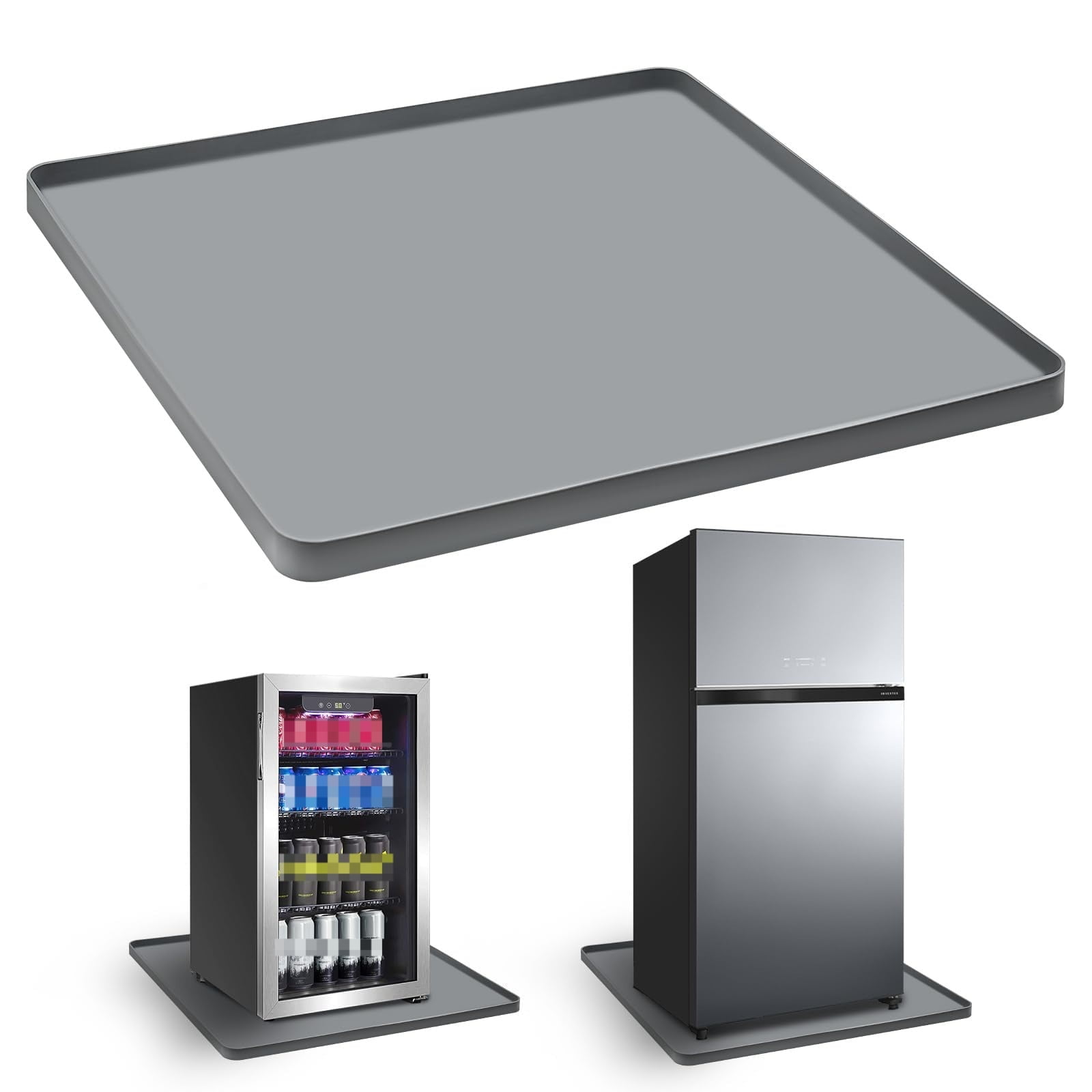 24''x24'' Mini Fridge Silicone Mat with Raised Edge - Leakproof Under ...