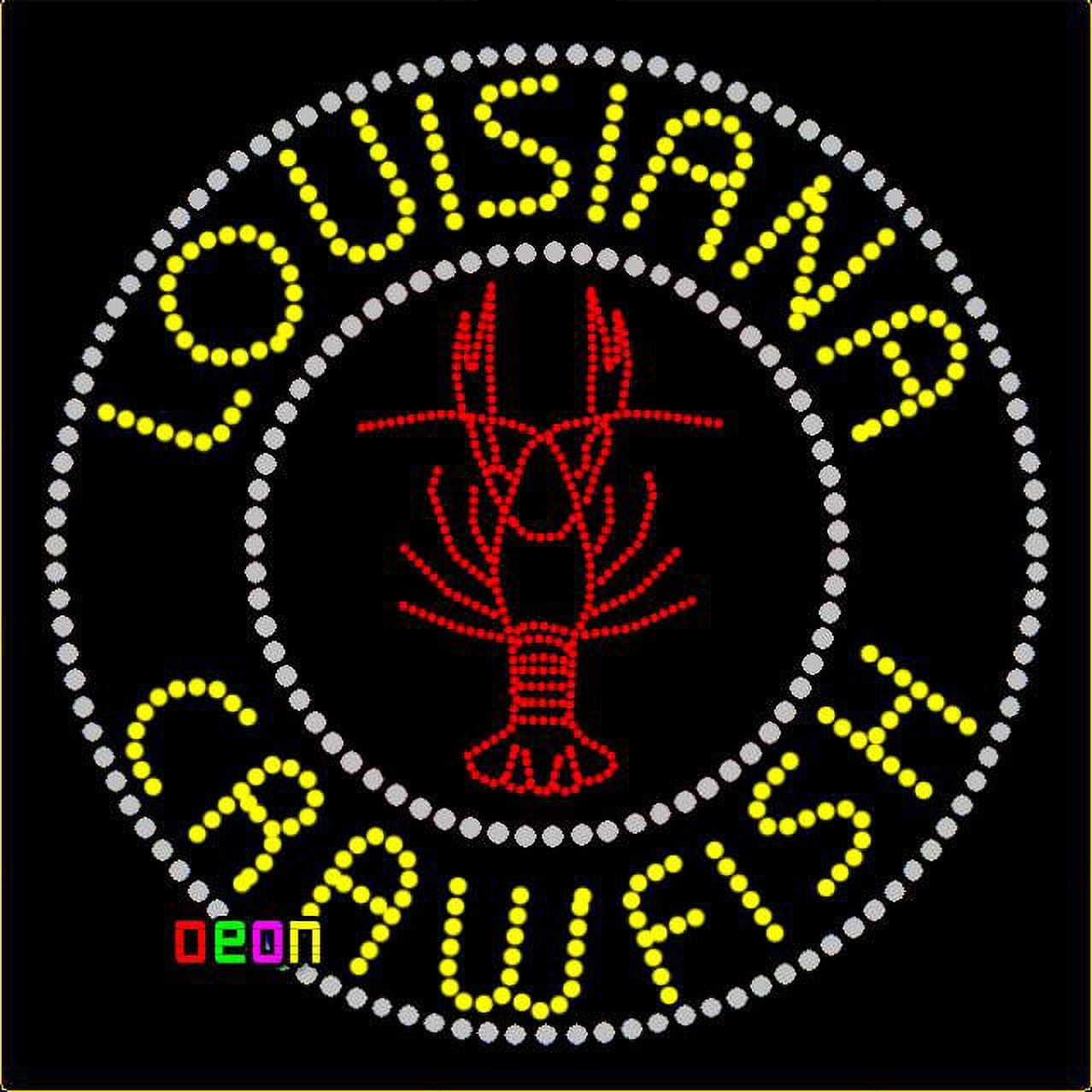 24"x24" Neon By Deon Louisiana Crawfish Round LED Sign W/Border & Logo ...