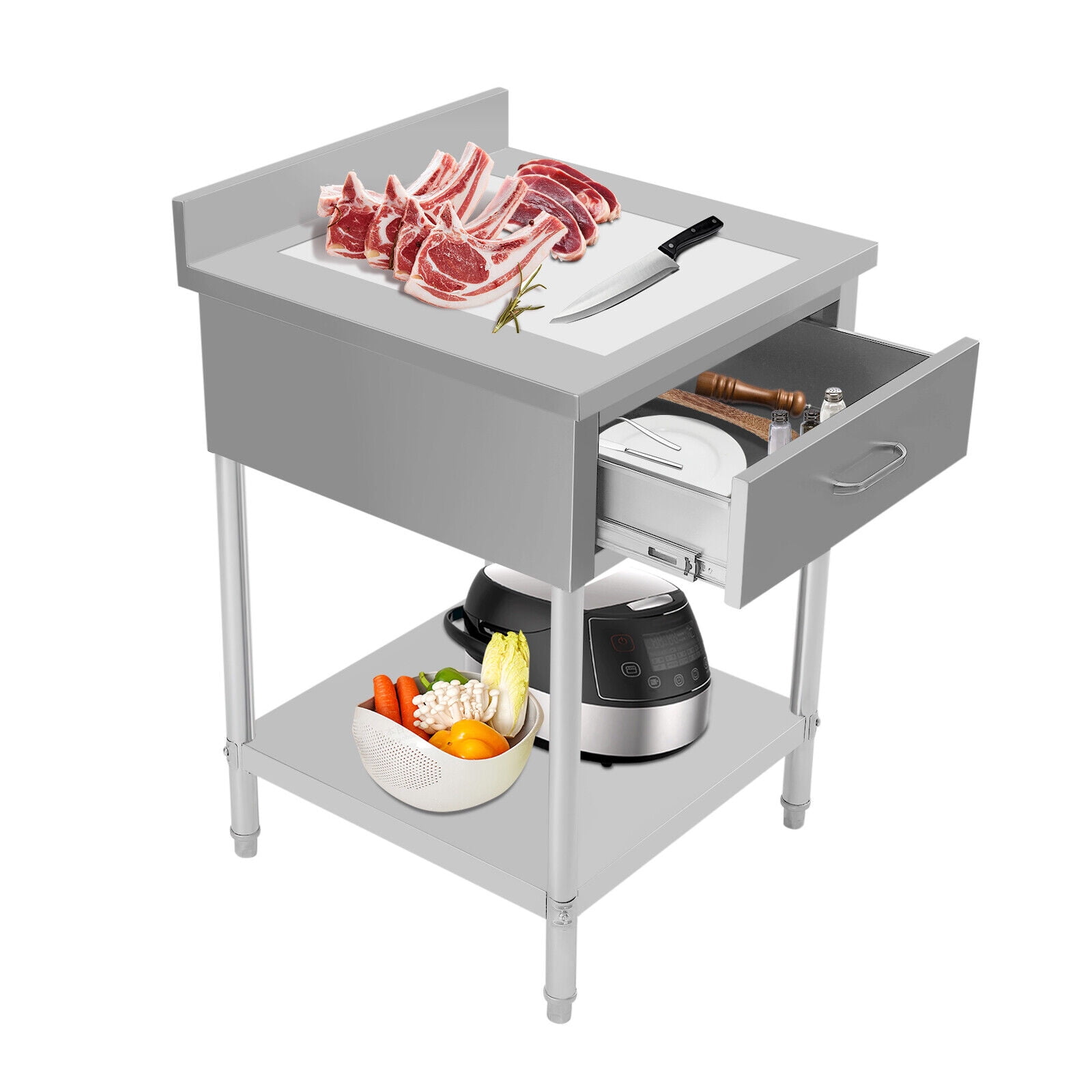 24"x24" Stainless Steel Kitchen Worktable Restaurant Buffet Work Prep ...