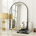 24"x36" Arched Wall Mirror, Black Metal Frame Vanity Mirror, Modern ...