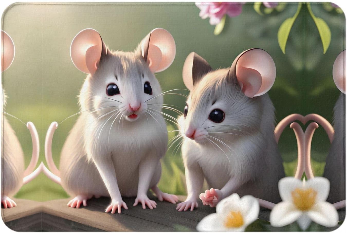 24"x36"Door Mat - Mouse in Love Welcome Mat Doormat Rug Non Slip for ...