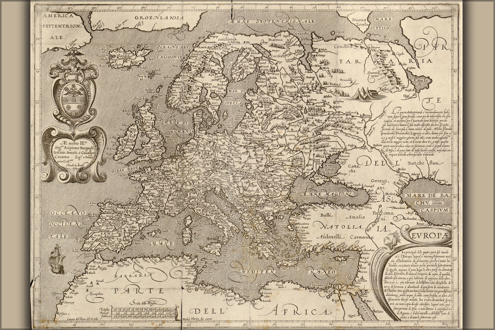 24"x36" Gallery Poster, 1600 map of europe; england germany france ...