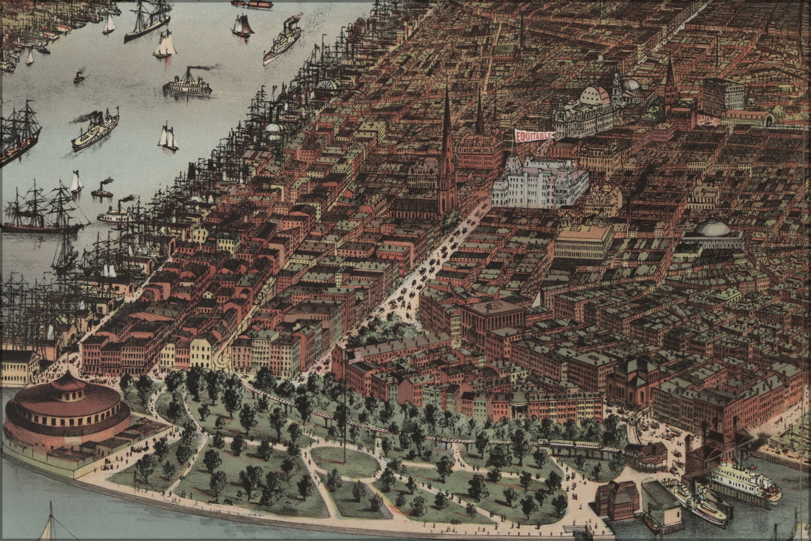 24"x36" Gallery Poster, 1883 battery detail of City of New York by ...