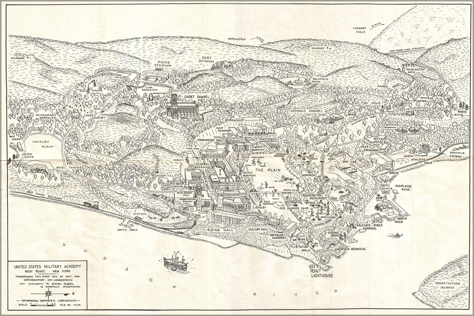 24"x36" Gallery Poster, 1944 Cumberpatch View or Map of West Point ...
