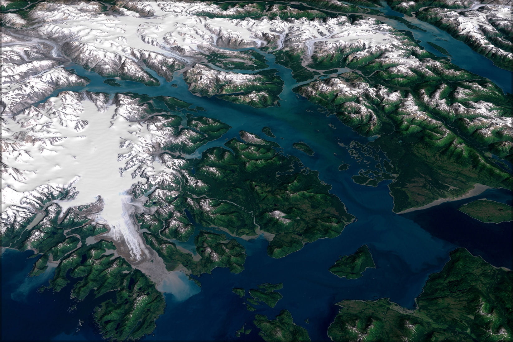 24"x36" Gallery Poster, 3D visualization of Landsat imagery of Glacier ...