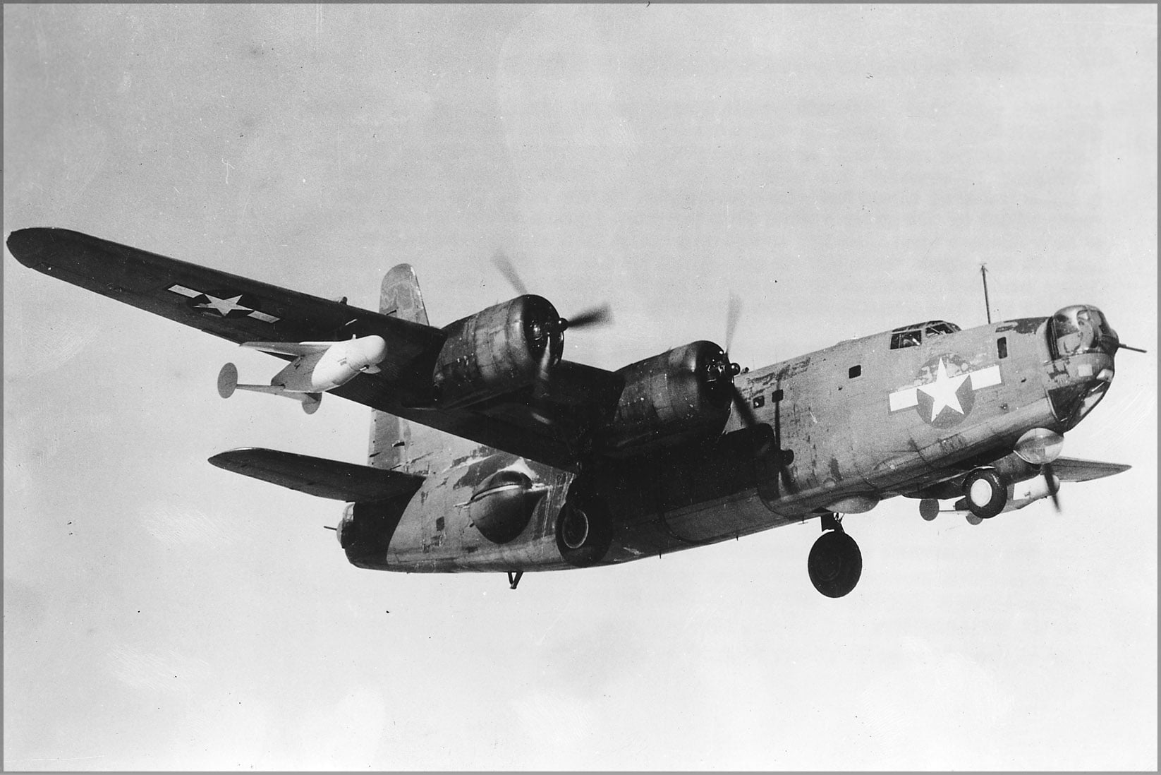 24"x36" Gallery Poster, BAT Radar Guided Bombs under the wing of a PB4Y ...