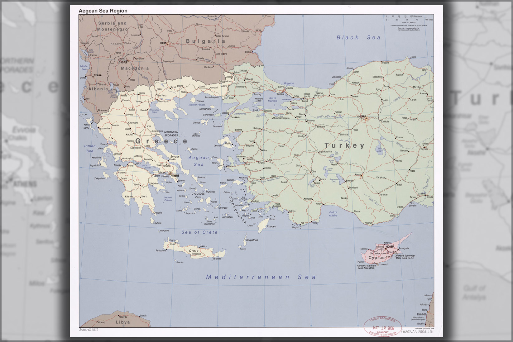 24"x36" Gallery Poster, CIA Map of Aegean Sea region greece & Turkey ...
