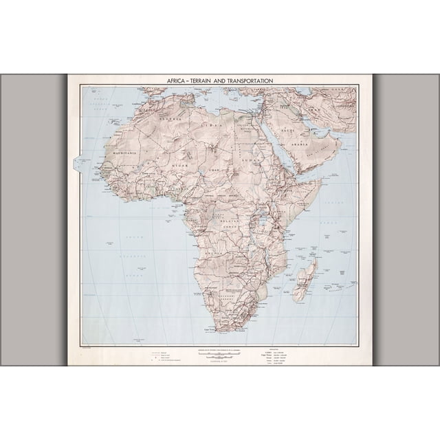 24"x36" Gallery Poster, CIA Map of Africa, terrain 1959 - Walmart ...