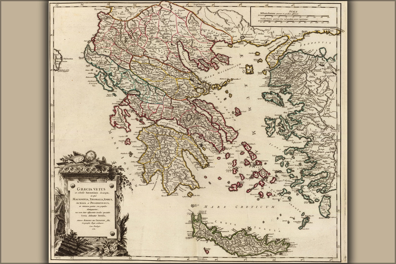 24"x36" Gallery Poster, Map of Ancient Greece, Graecia Vetus (Macedonia ...