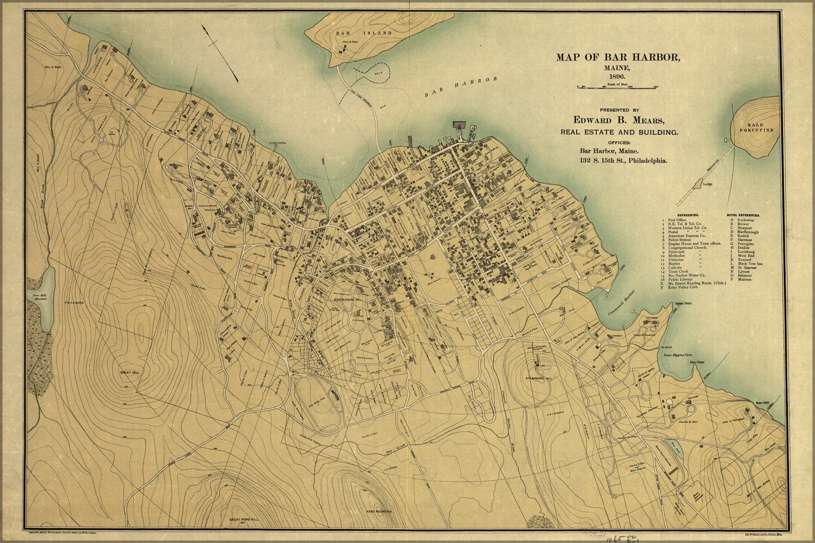 24"x36" Gallery Poster, Map of Bar Harbor, Maine, 1896 - Walmart.com