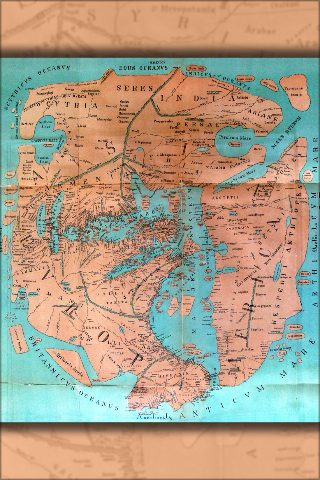 24"x36" Gallery Poster, Pomponius Mela map of the world - Walmart.com