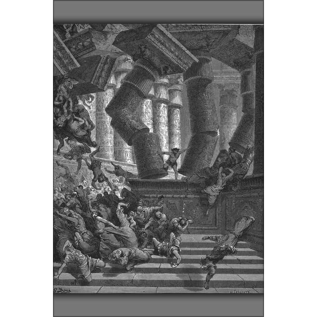 24"x36" Gallery Poster, The Death of Samson (Jud. 1625-34) from Gustave ...
