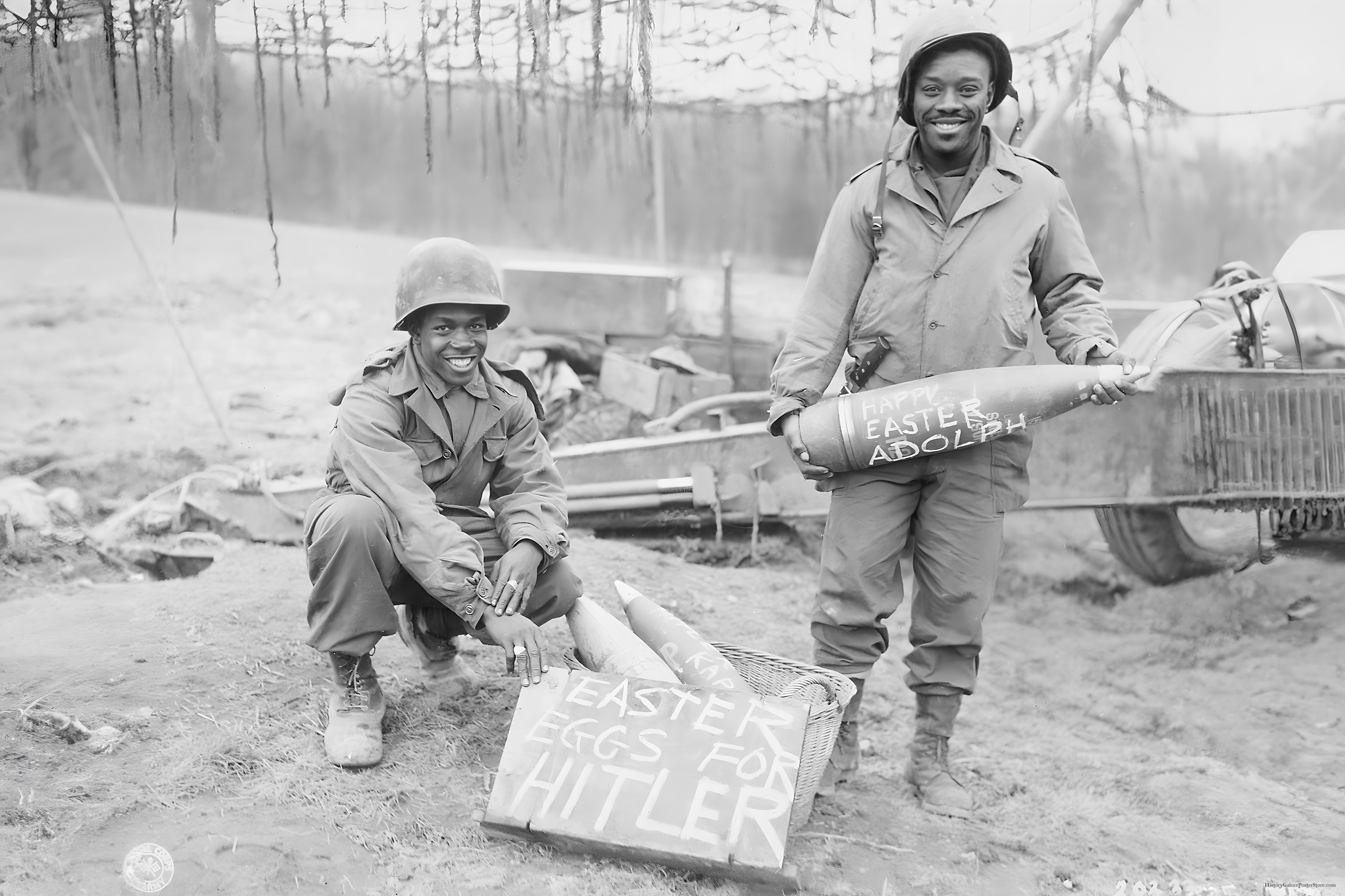 24"x36" Gallery Poster, black soldiers prepare easter eggs for adolf ...