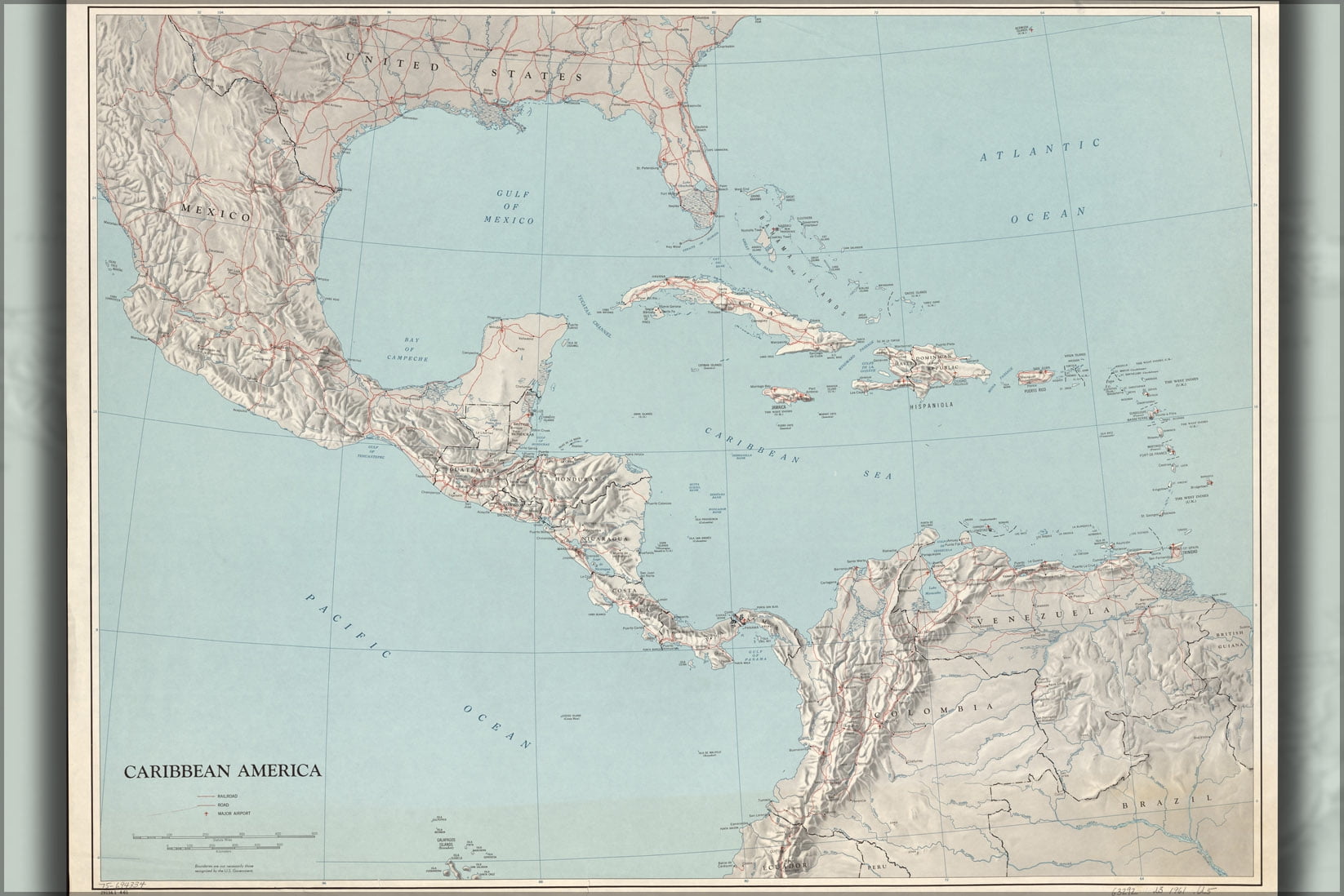 24"x36" Gallery Poster, cia map of Caribbean cuba puerto rico 1961 ...