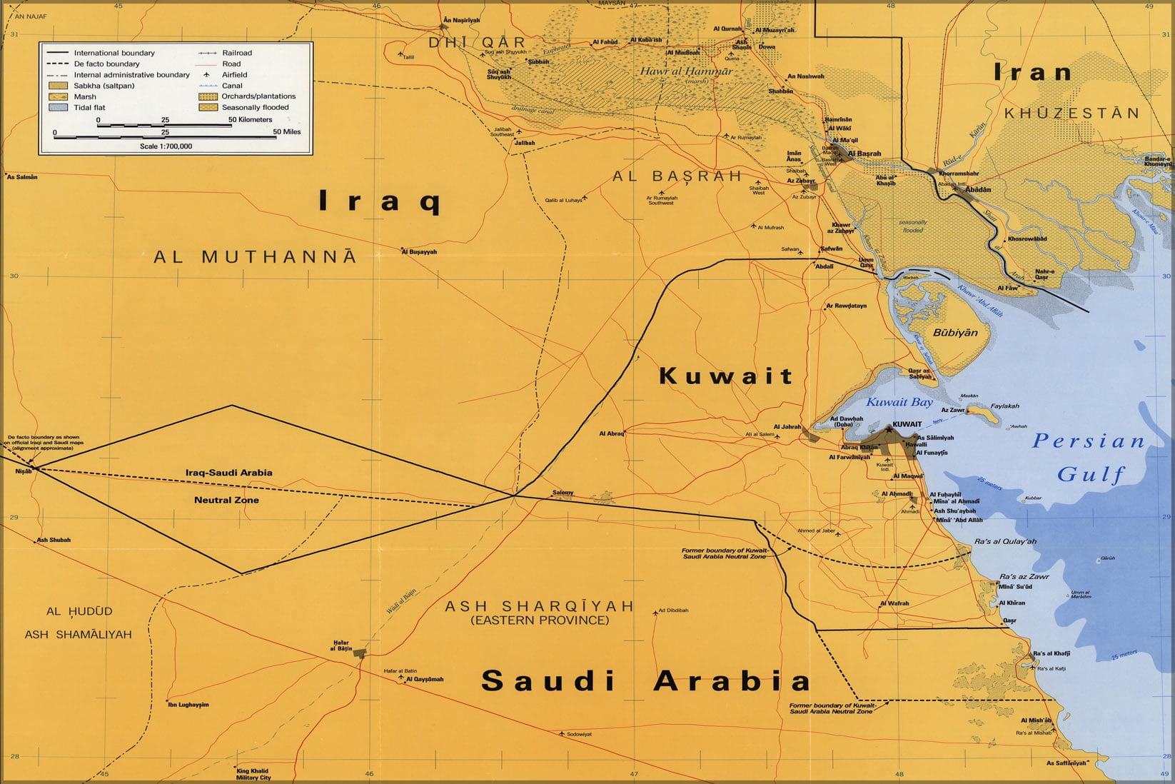 24"x36" Gallery Poster, cia map of Middle East kuwait iraq 1991 ...