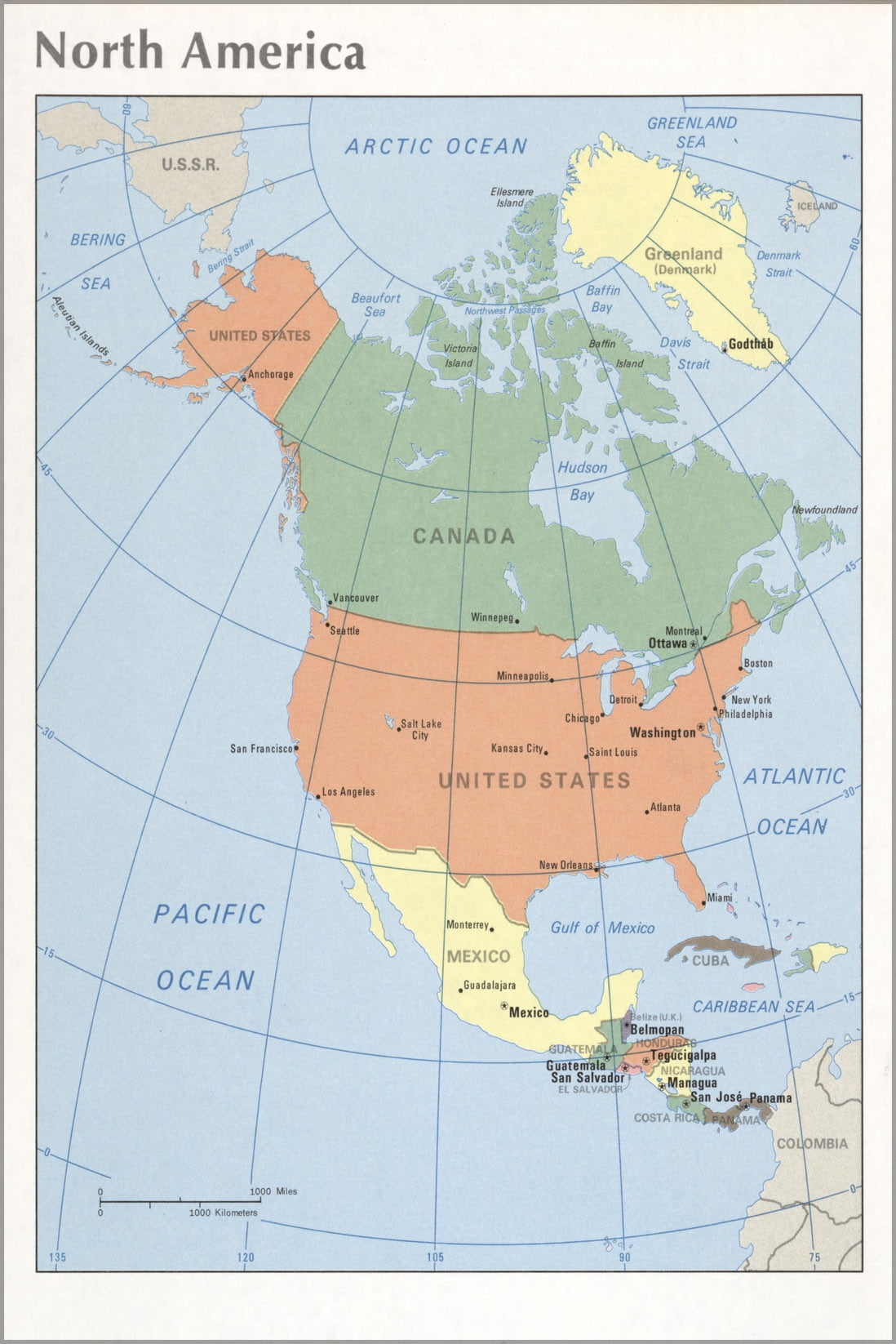 24"x36" Gallery Poster, cia map of North America 1976 - Walmart.com