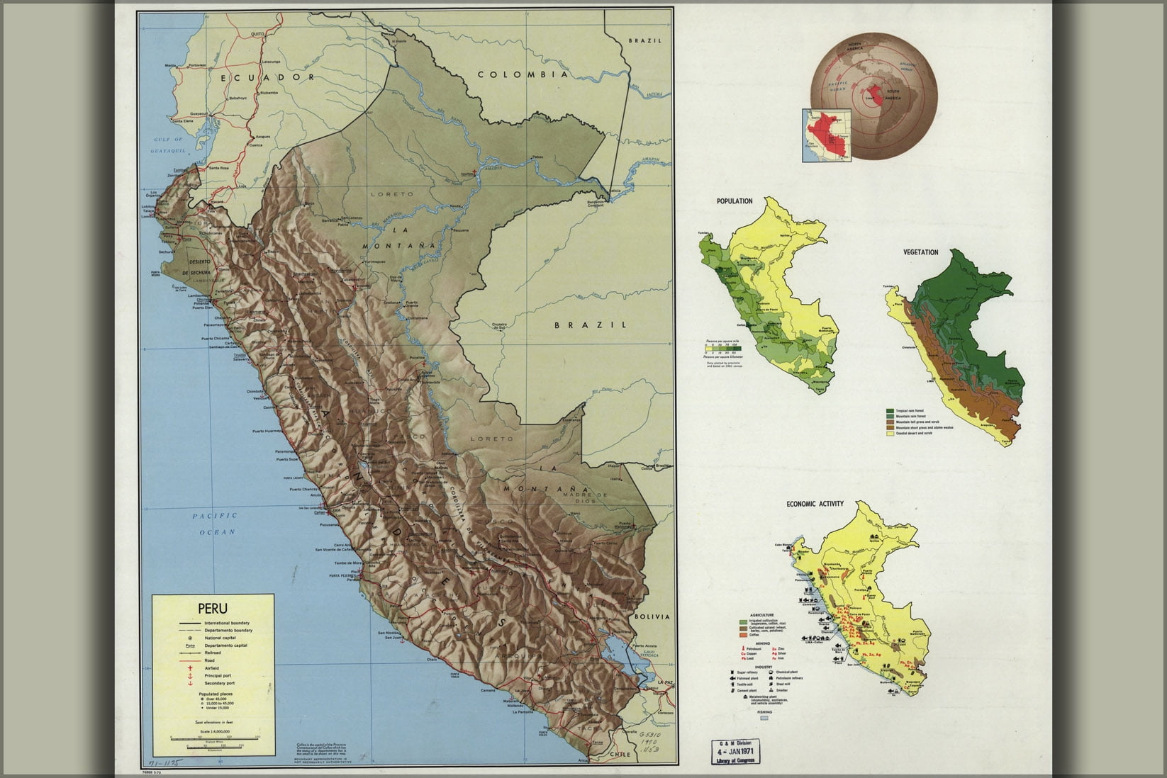 24"x36" Gallery Poster, cia map of Peru 1970 - Walmart.com