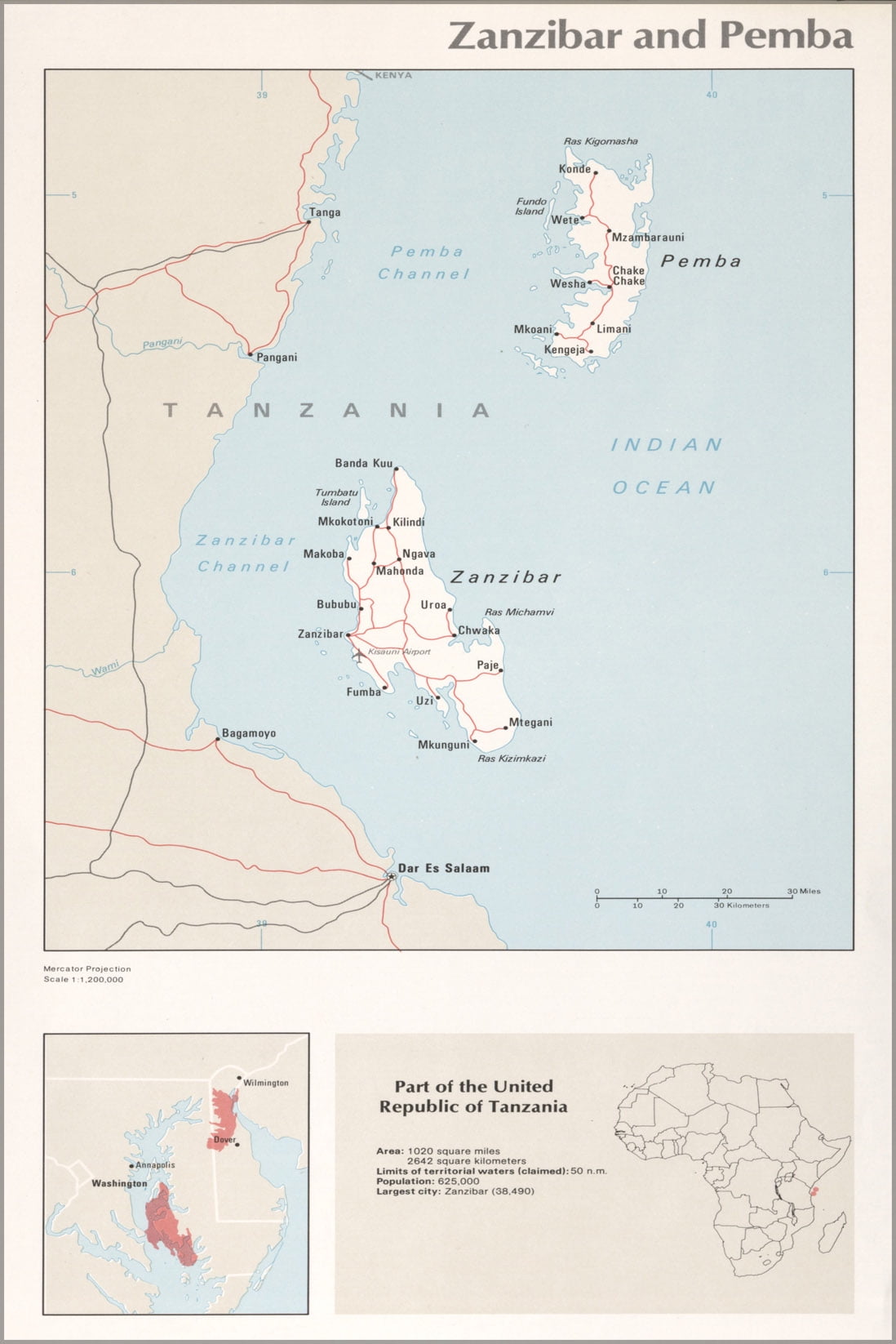 24"x36" Gallery Poster, cia map of Zanzibar and Pemba 1976 - Walmart.com