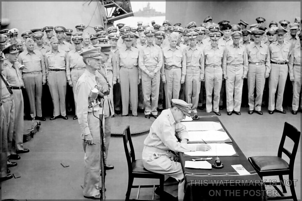 24"x36" Gallery Poster, general Douglas MacArthur signing jap surrender ...