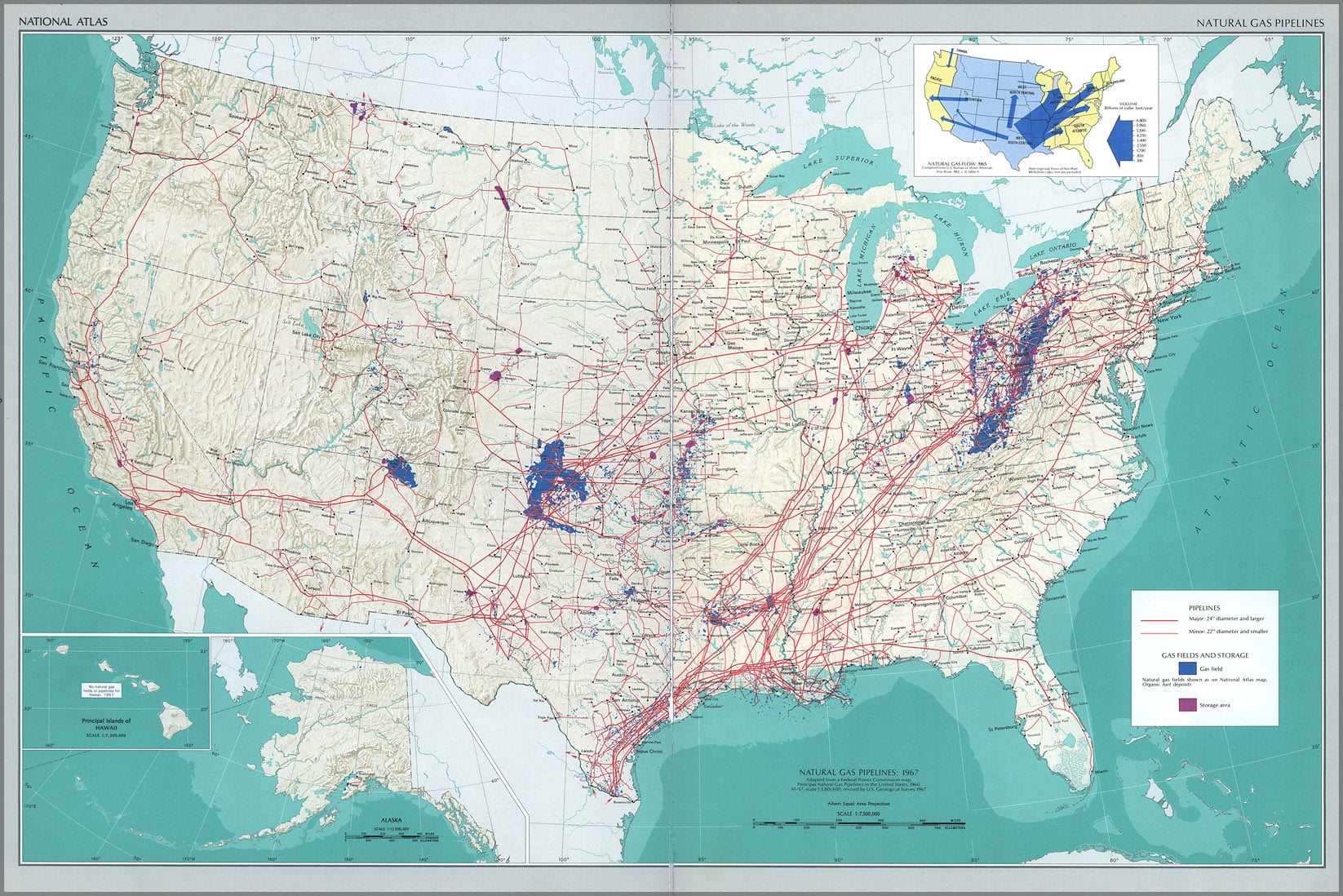 24"x36" Gallery Poster, map Natural Gas Pipelines united states pb1970 ...