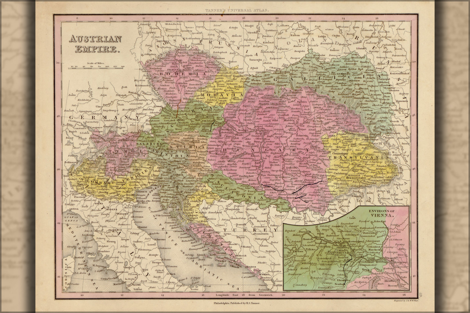 24"x36" Gallery Poster, map of Austrian Empire 1844 austria - Walmart.com