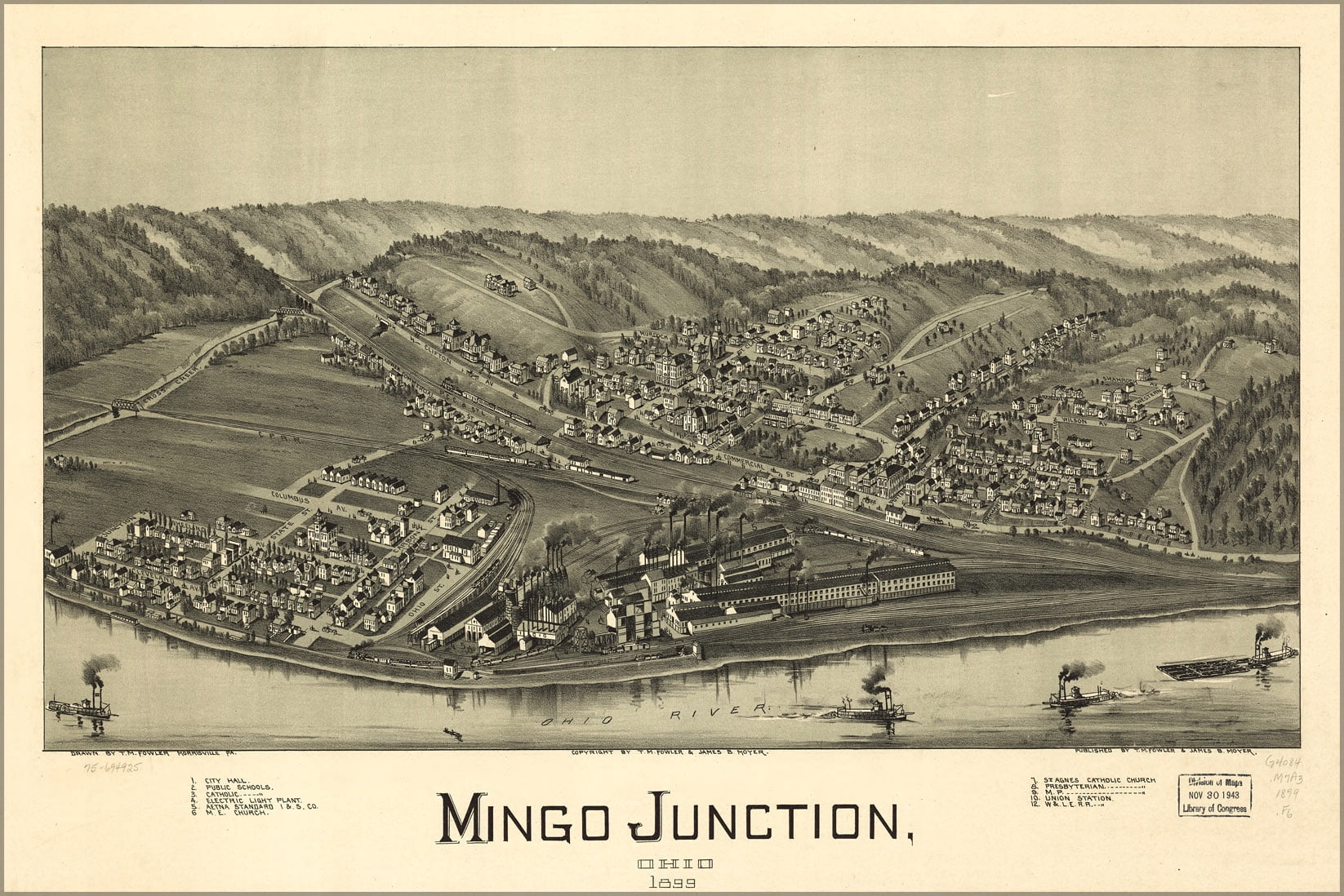 24"x36" Gallery Poster, map of Mingo Junction, Ohio 1899 - Walmart.com