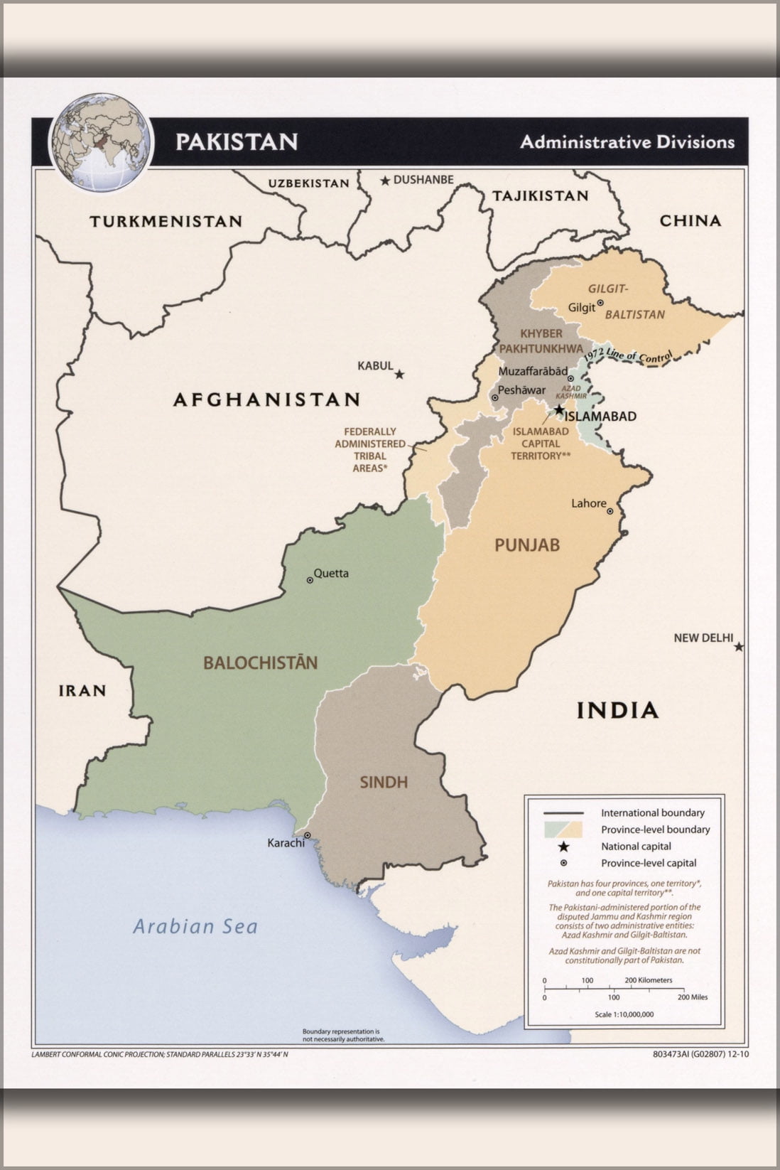 24"x36" Gallery Poster, map of Pakistan, administrative divisions 2010 ...