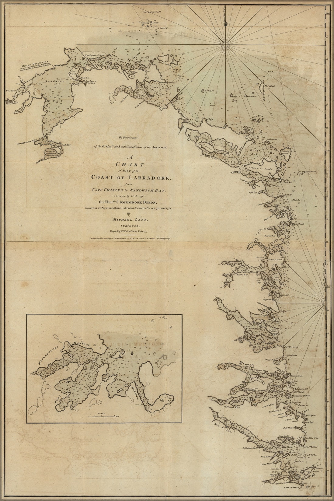24"x36" Gallery Poster, map of Part of Coast of Labrador canada 1777 ...