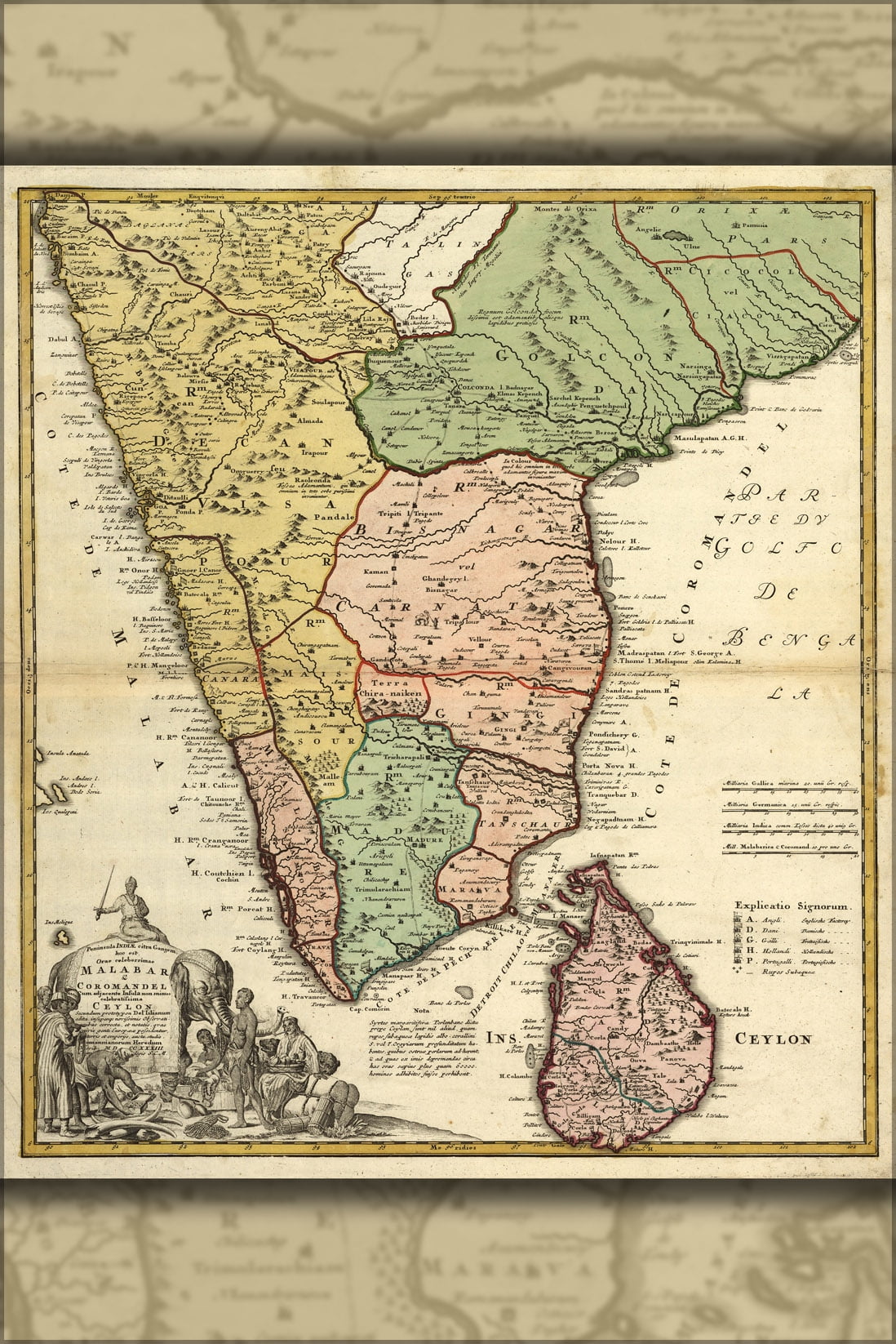 24"x36" Gallery Poster, map of southern india 1733 in latin - Walmart.com