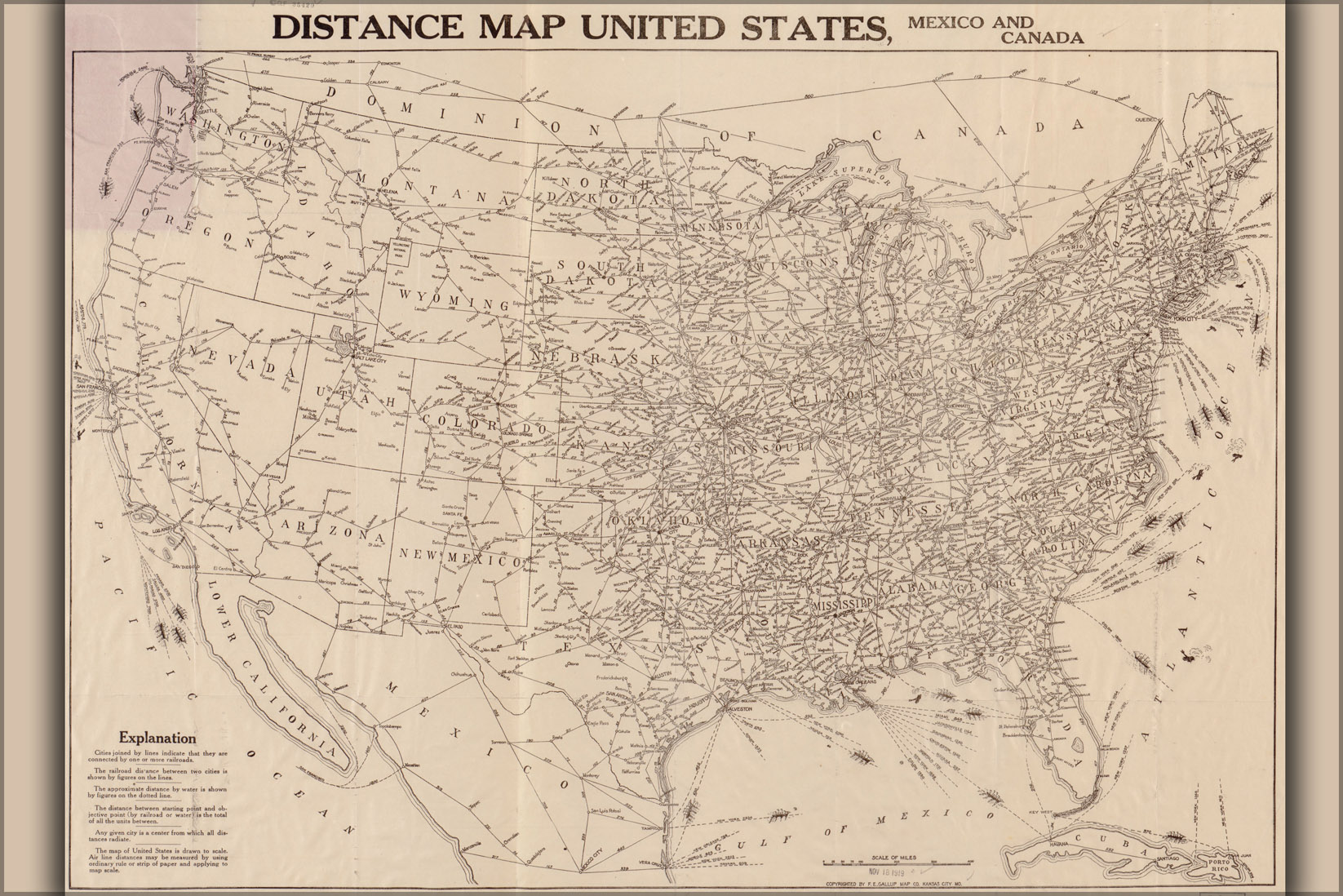 24"x36" Gallery Poster, railroad & air map United States of america ...
