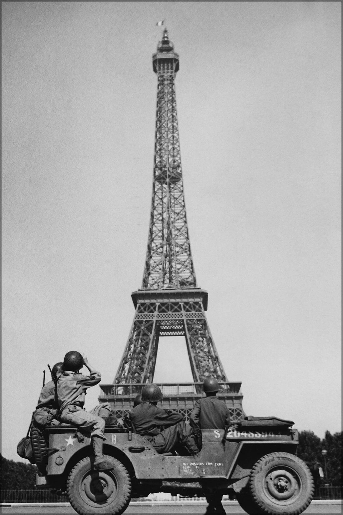24"x36" Gallery Poster, u.s. soldiers watch french flag raising on ...