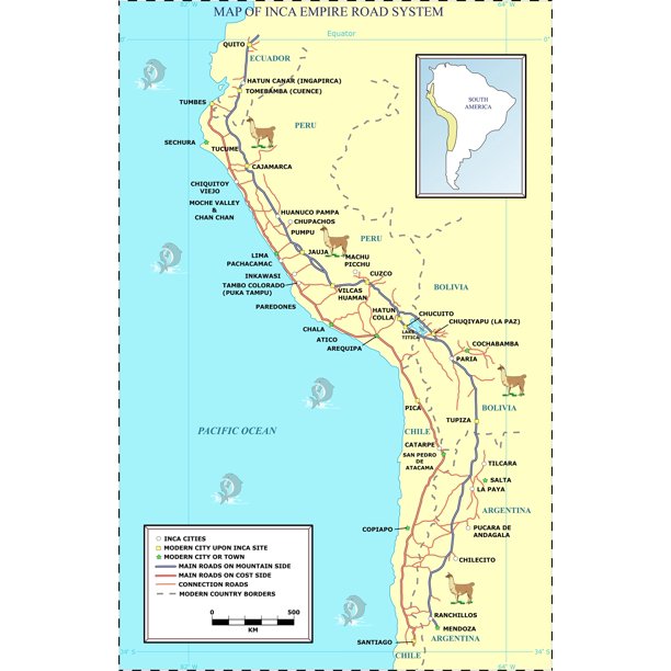 24"x37" Map of Inca road system map-en 【Laminated】 - Walmart Business ...