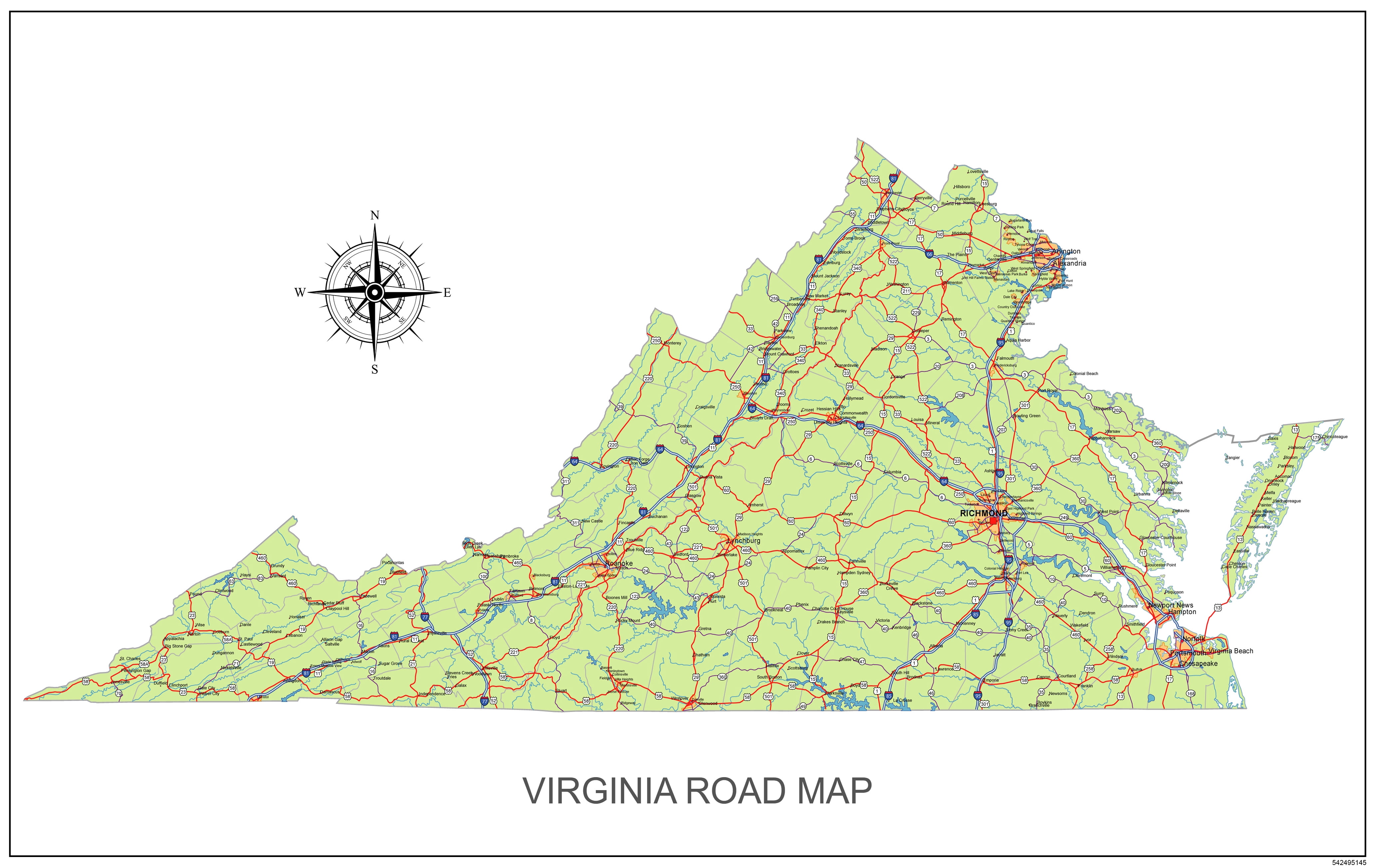 Wall Art Impressions Virginia Road Map 24” x 39” Poster - Walmart.com