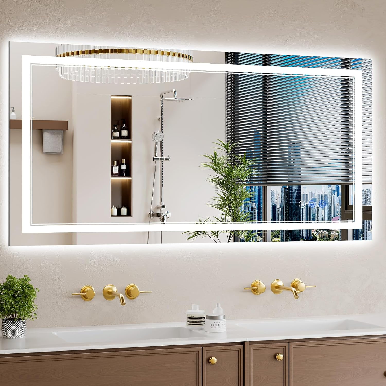 24"x48" Bathroom Mirror with Lights, Anti-Fog, Backlit + Front Lit ...