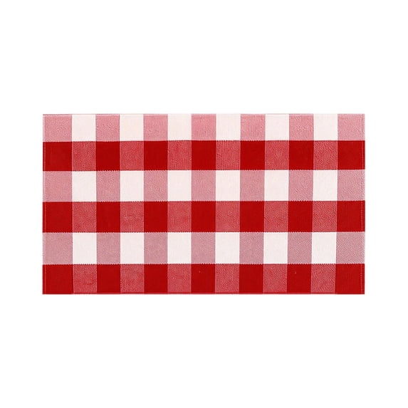 24"x51" Pink and White Buffalo Plaid Area Rug, Soft Machine Washable ...