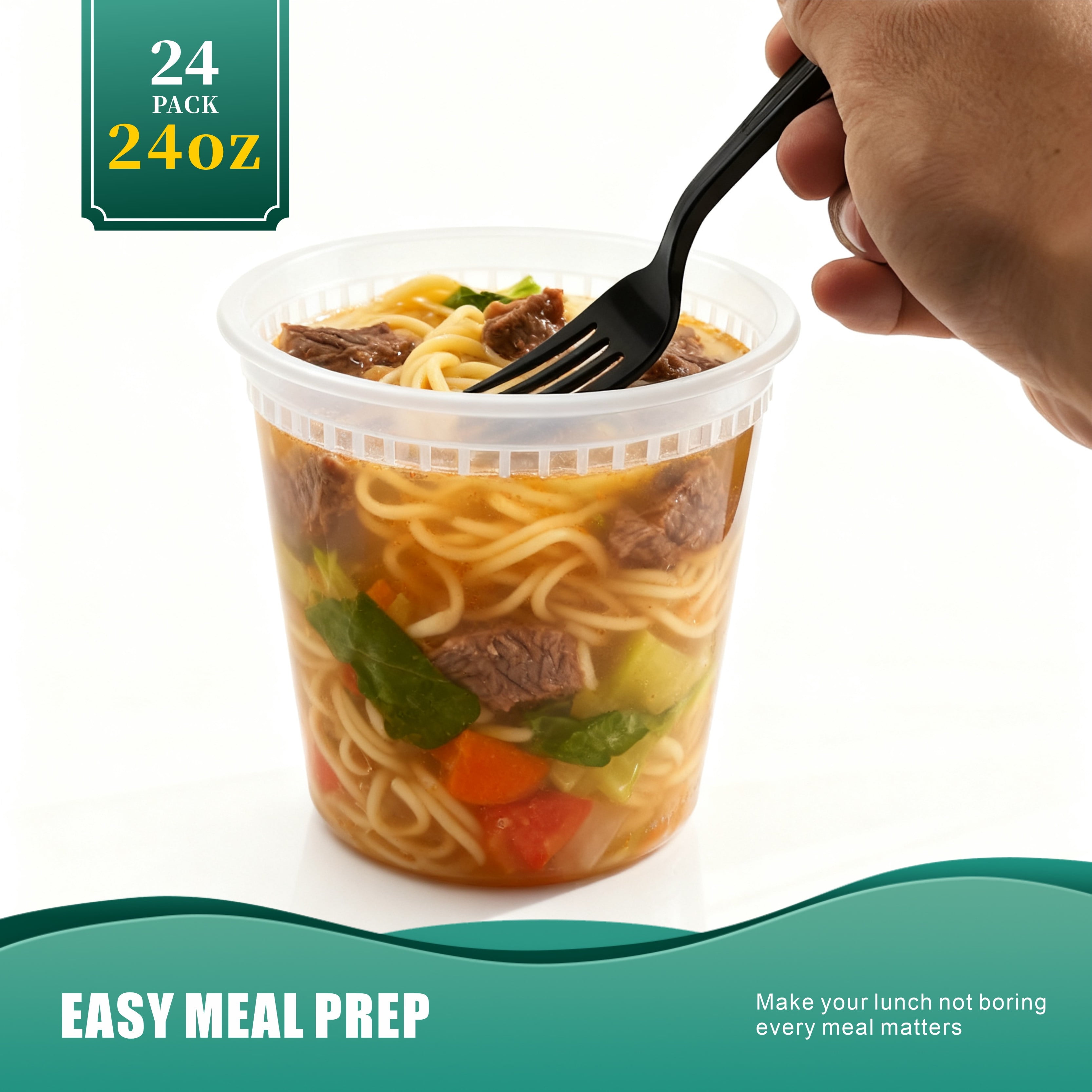 240/48/24-Pack 24oz Disposable Meal Prep Containers - BPA-Free ...