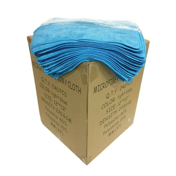 240 Case 12"x12" Economy Grade Microfiber Cleaning Cloths/Auto 220GSM ...