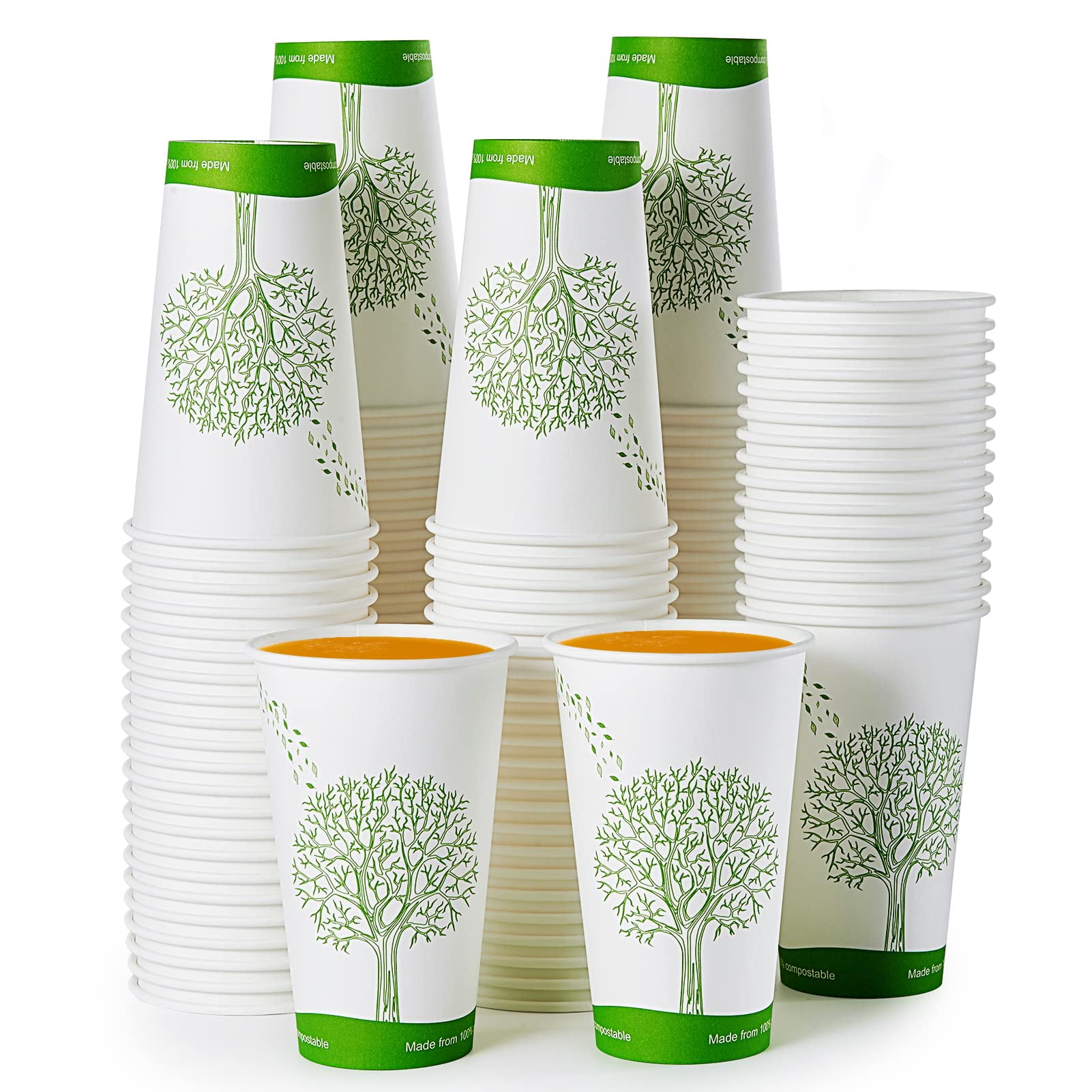 240 Count 12 oz Compostable Paper Coffee Cups Biodegradable Disposable ...