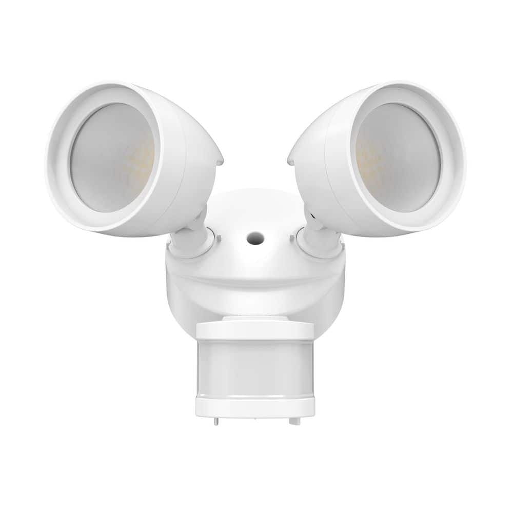 240-Degree White Motion Activated Integrated LED Outdoor Twin Head ...