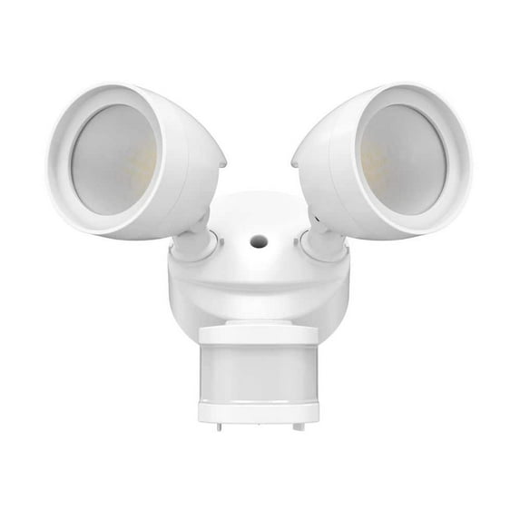 240-Degree White Motion Activated Integrated LED Outdoor Twin Head ...