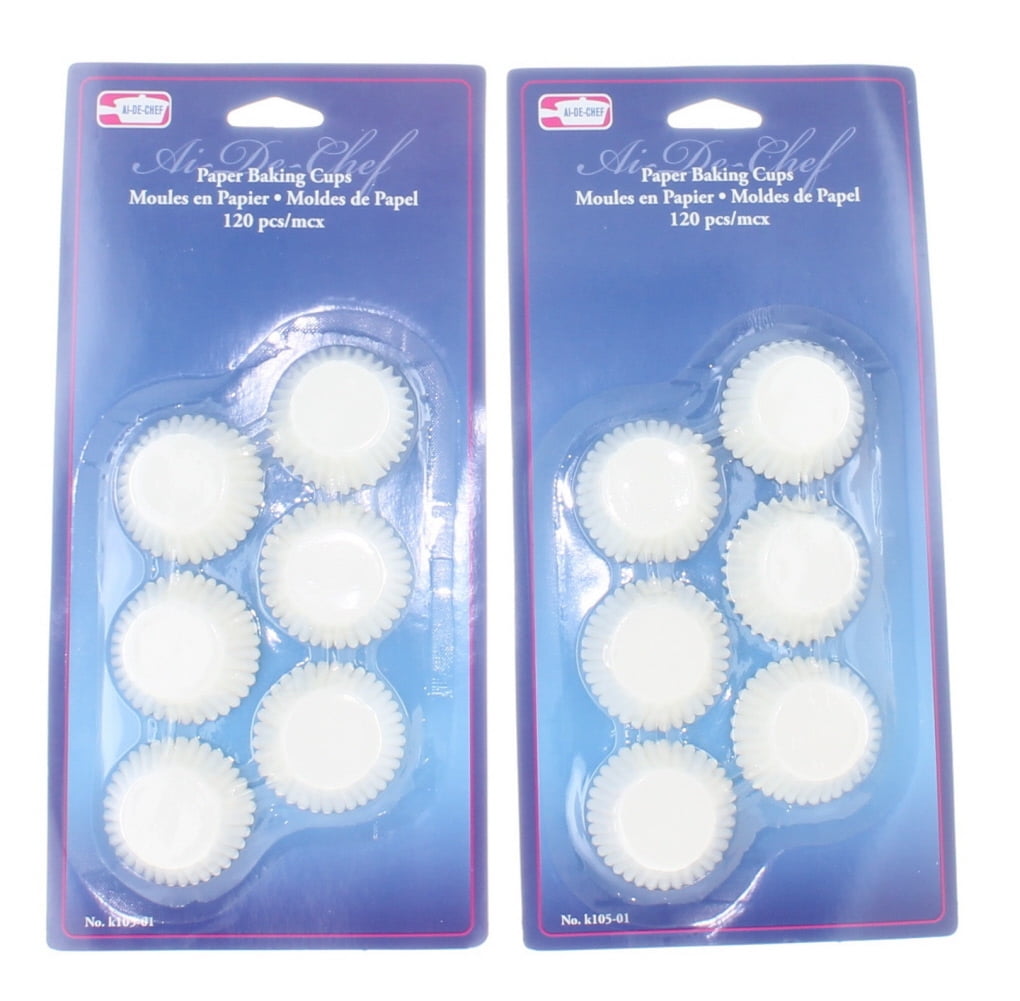 240 Mini Muffin Paper Baking Cups White Liners - Walmart.com