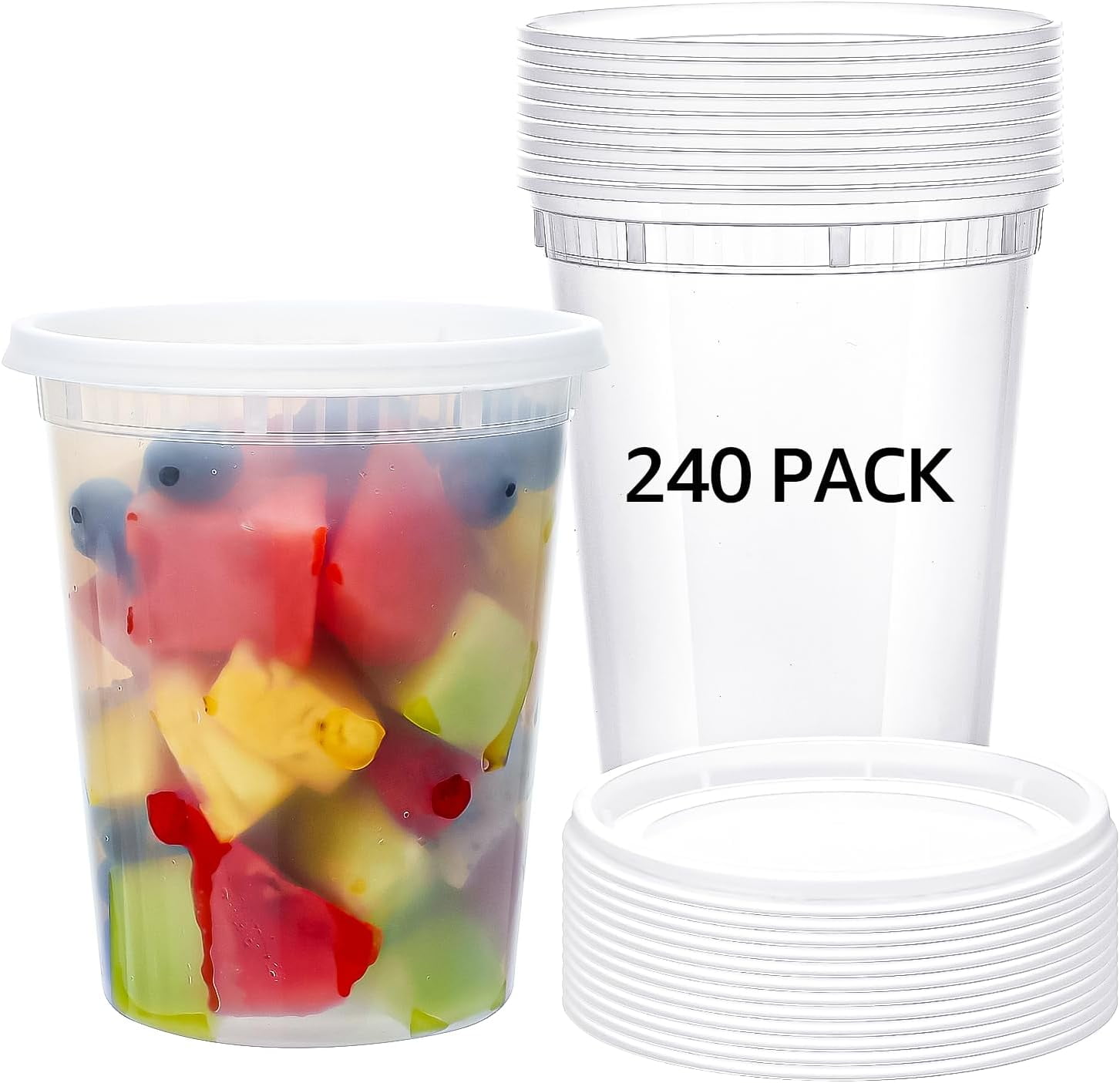 240 PACK, 32 oz. Plastic Food Containers with Lids | Airtight ...