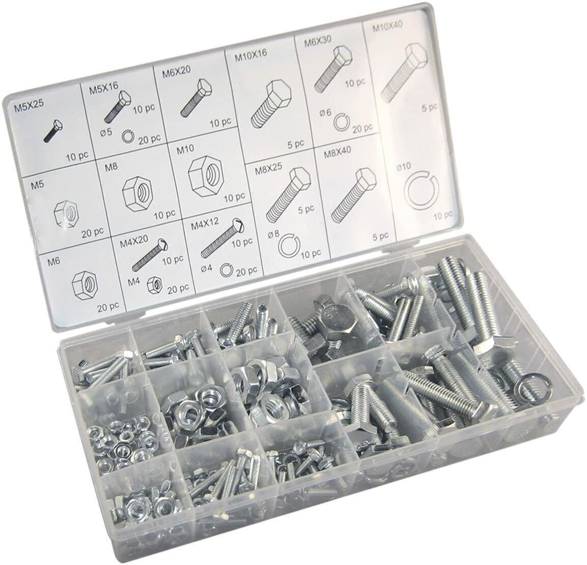 240 PC PIECE MM METRIC SIZE NUT AND BOLT SCREW ASSORTMENT HARDWARE KIT ...