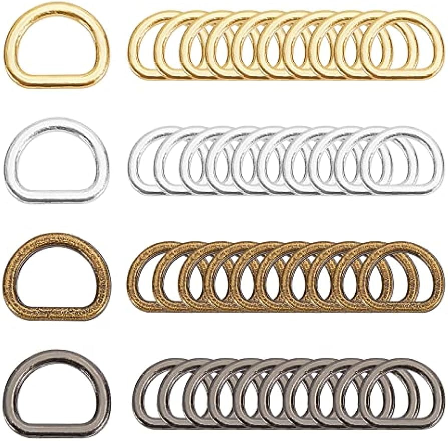 240 PCS Mini D Rings Semi-Circular D Ring 4.5mm D-Metal Ring Buckle ...