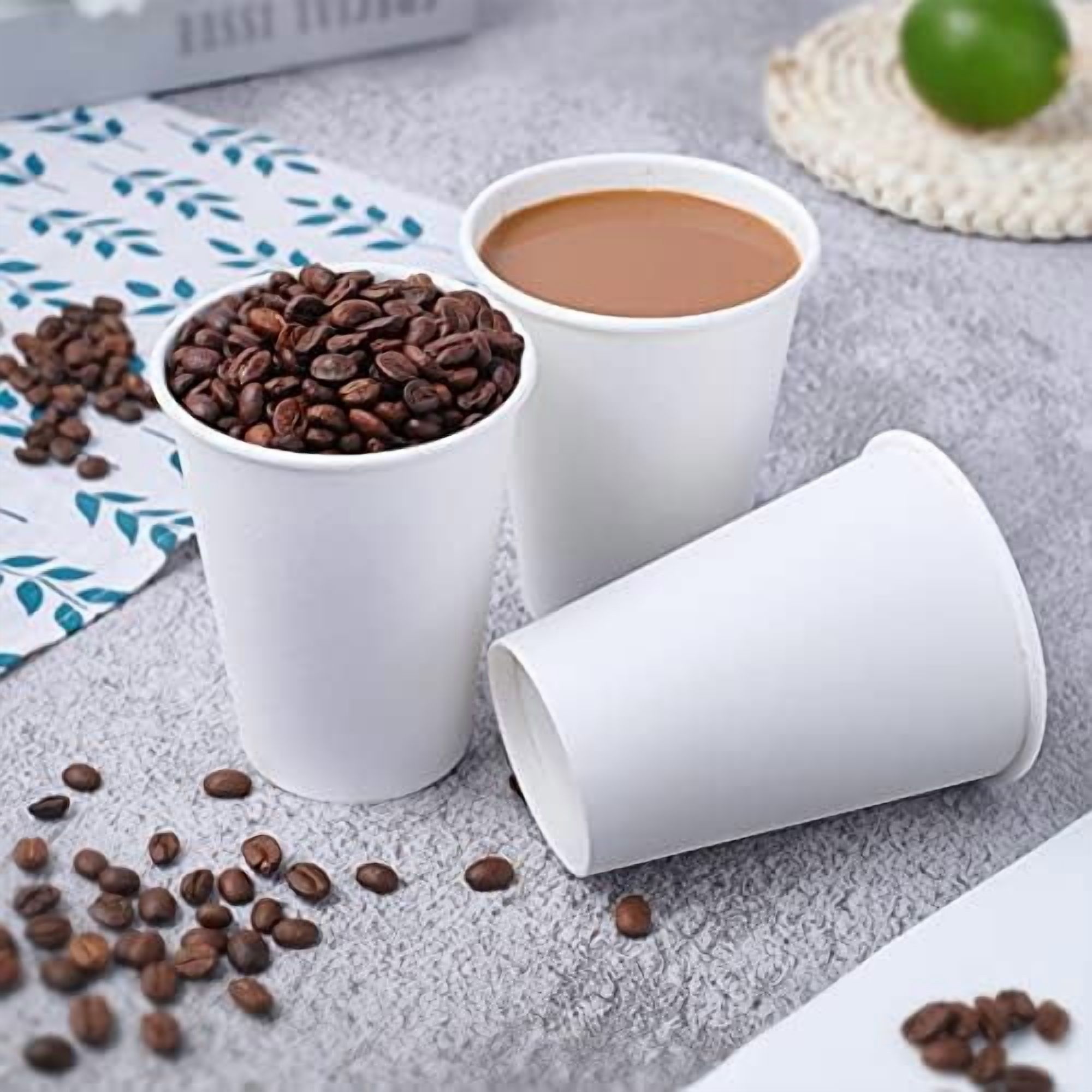 240 Pack 12 oz Disposable Paper Coffee Cup, White Paper Hot Coffee Cups ...