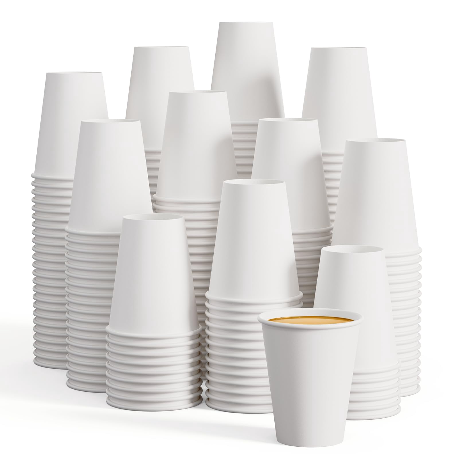 240 Pack 12 oz Disposable Paper Coffee Cup, White Paper Hot Coffee Cups ...