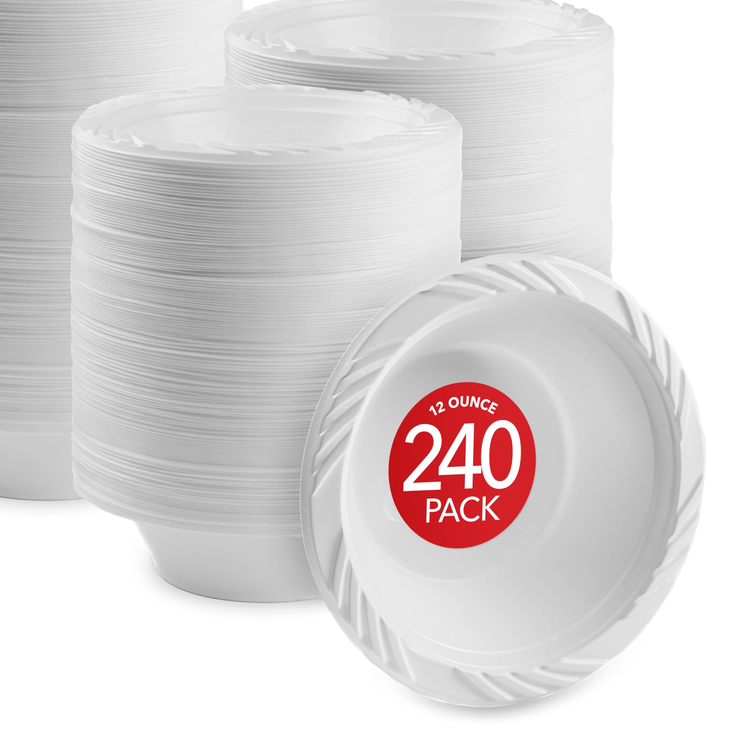 (240 Pack) 12 oz Elegant White Plastic Bowls for Parties Small ...