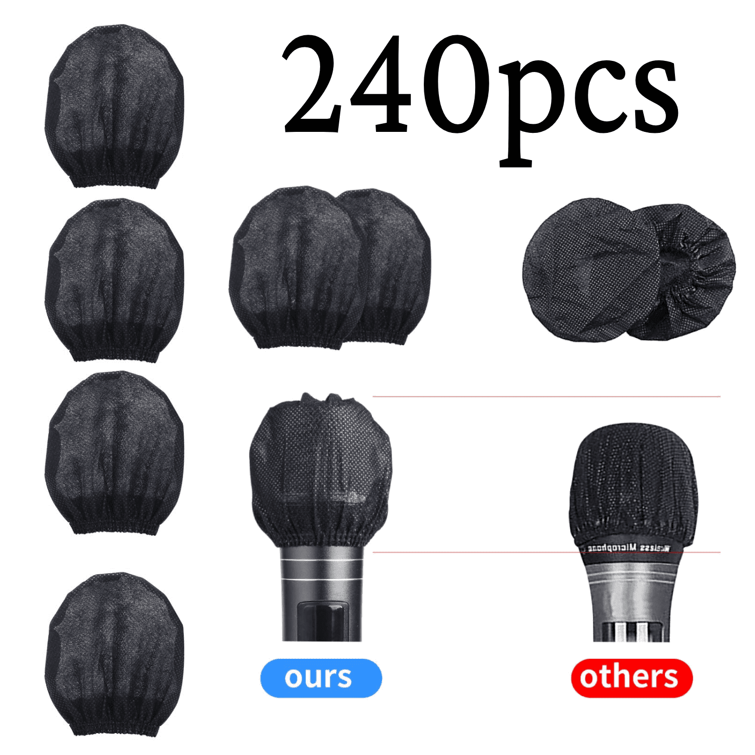 240-Pack Disposable Microphone Covers - Individually Wrapped Non-Woven ...